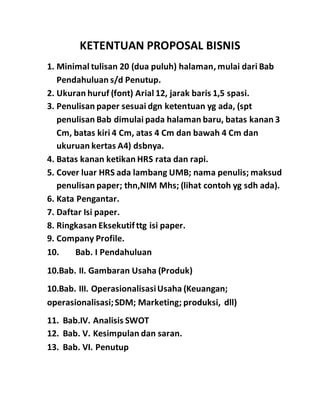 Ketentuan proposal bisnis | DOCX