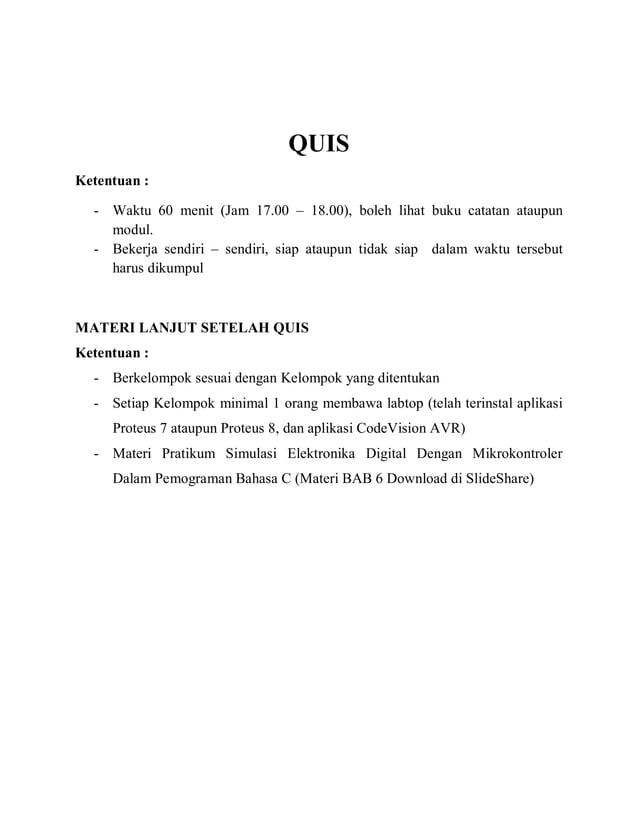 Ketentuan quis dan informasi materi | PDF