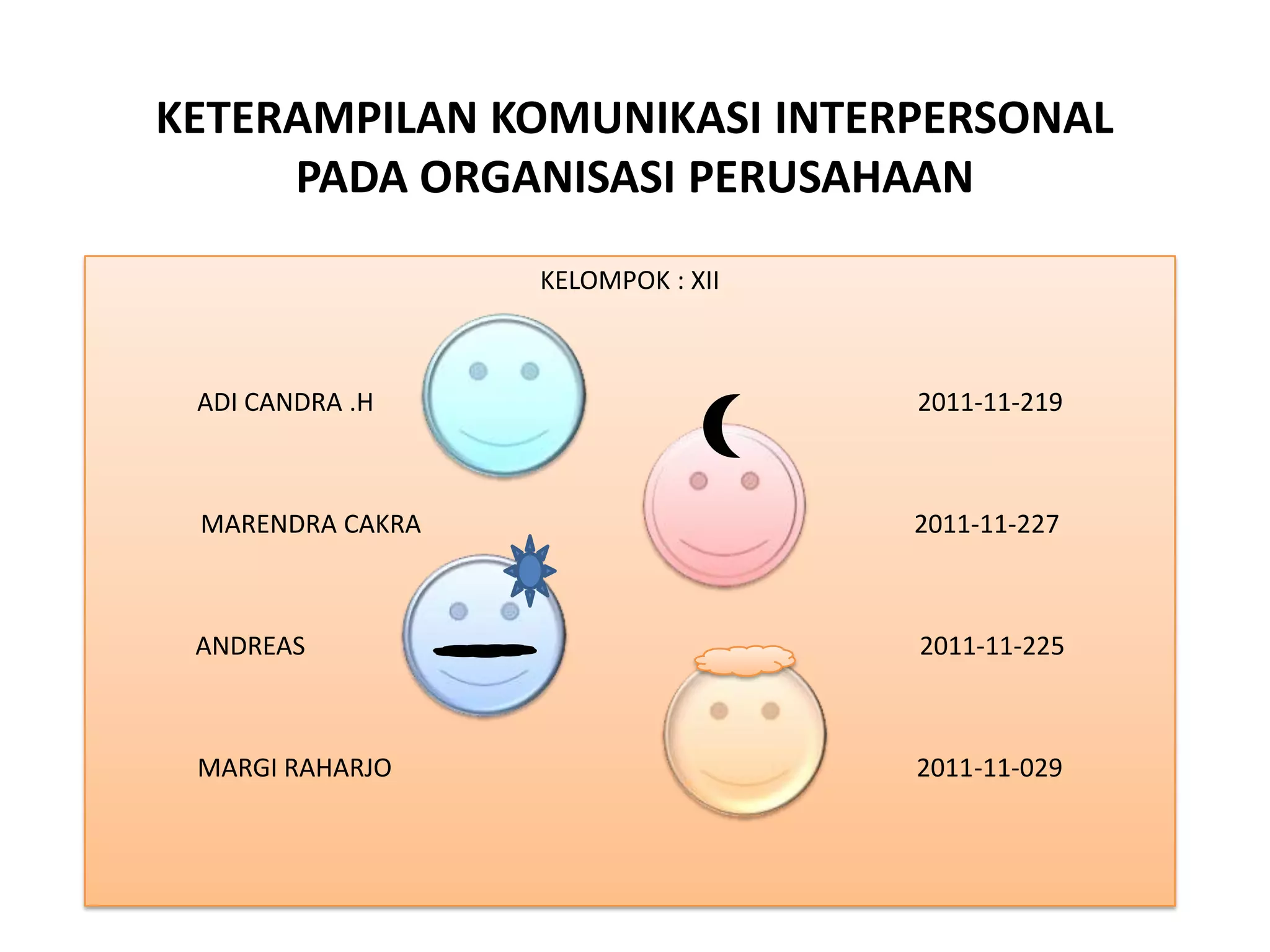 Keterampilan komunikasi interpersonal pada organisasi perusahaan | PPTX