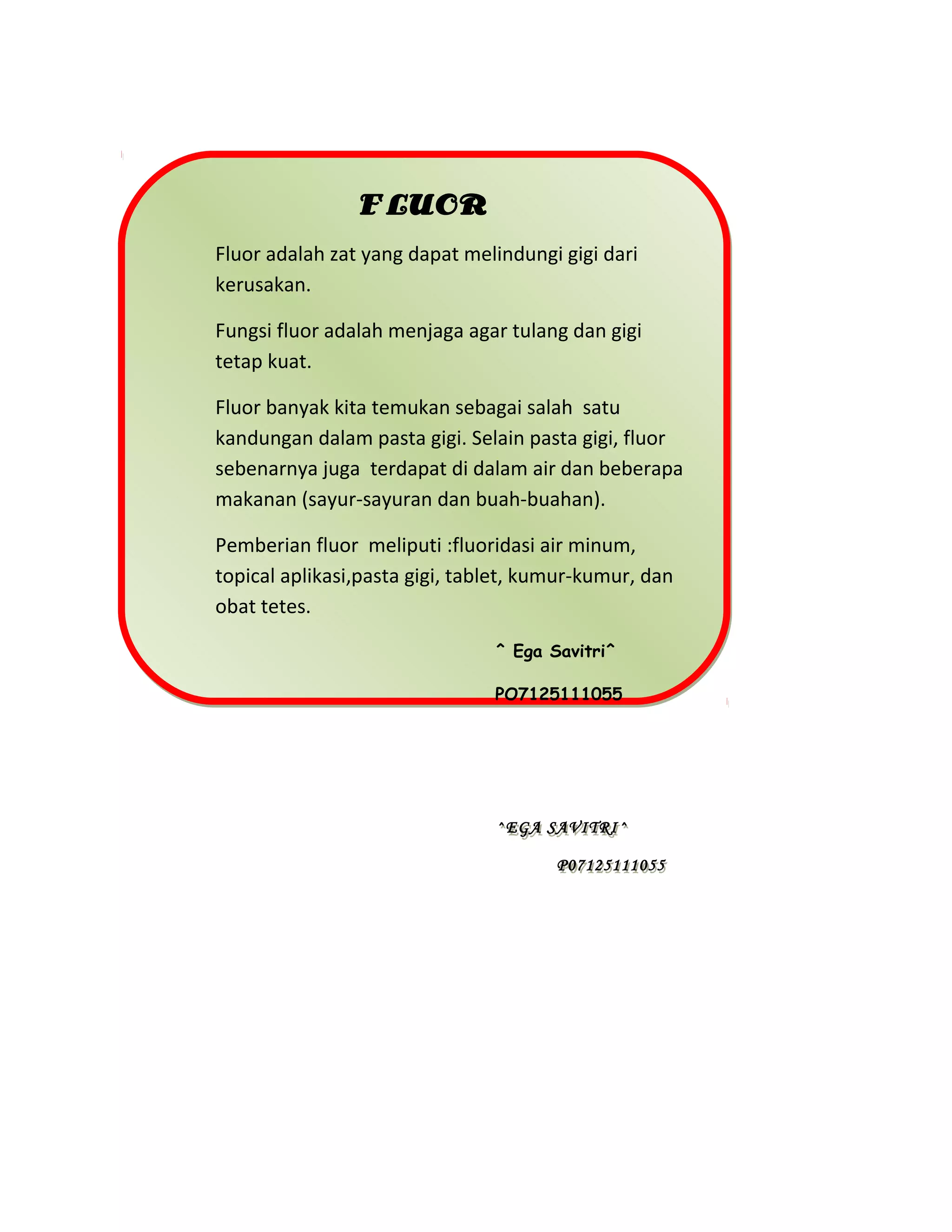 Keterangan fluor | DOC