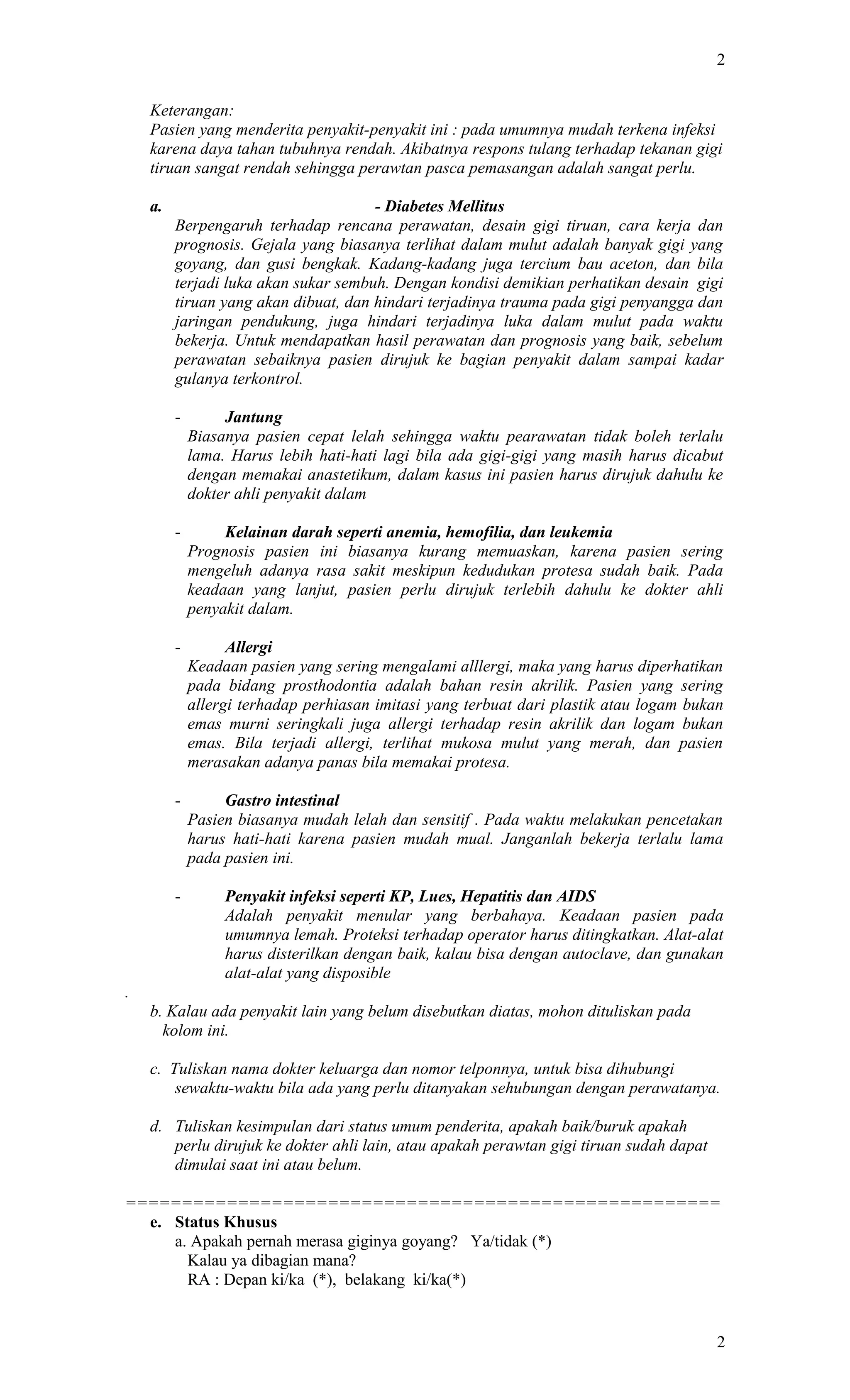 Keterangan status pasien | DOC