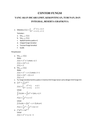 Keterkaitan antara fungsi, limit, kekontinuan, turunan, dan integral | DOCX