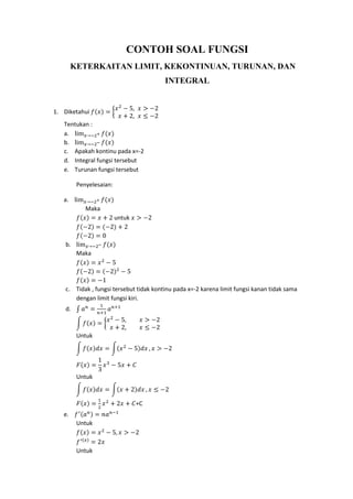 Keterkaitan antara fungsi, limit, kekontinuan, turunan, dan integral | DOCX