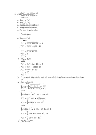 Keterkaitan antara fungsi, limit, kekontinuan, turunan, dan integral | DOCX