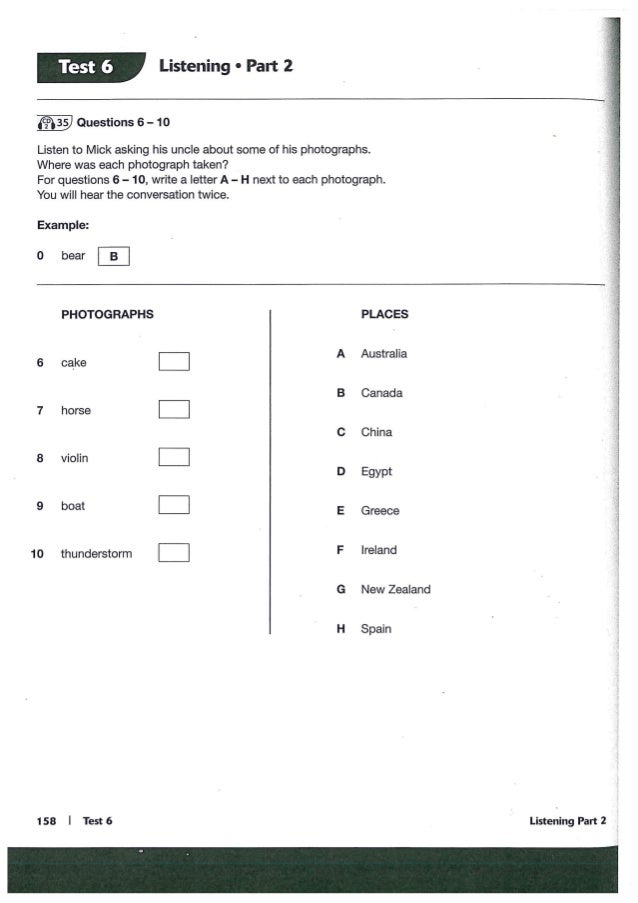 Ket A2 Test 2 Listening Part 4 Interactive Worksheet
