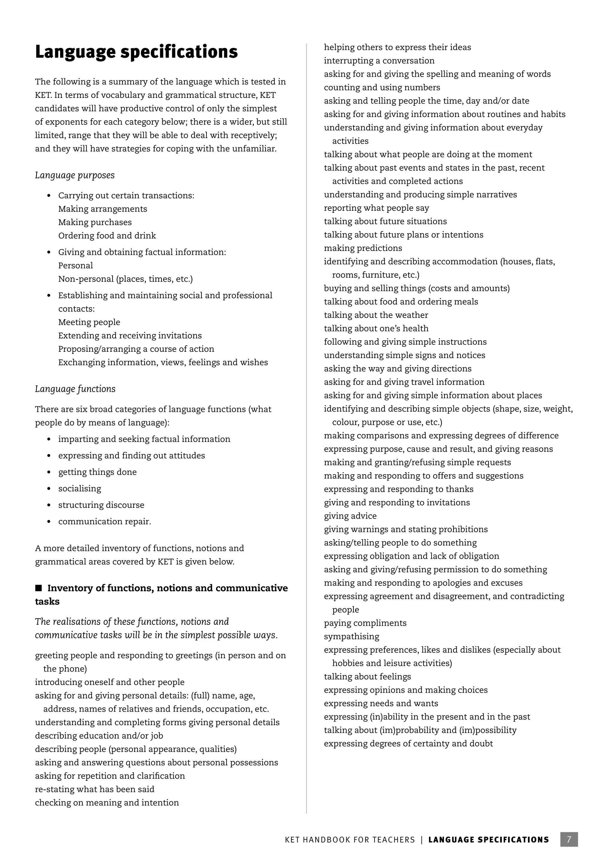 Ket Handbook Key English Test - Hand Book For Teachers | PDF