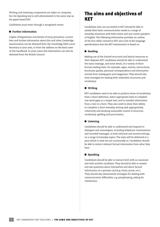 Ket Handbook Key English Test - Hand Book For Teachers | PDF