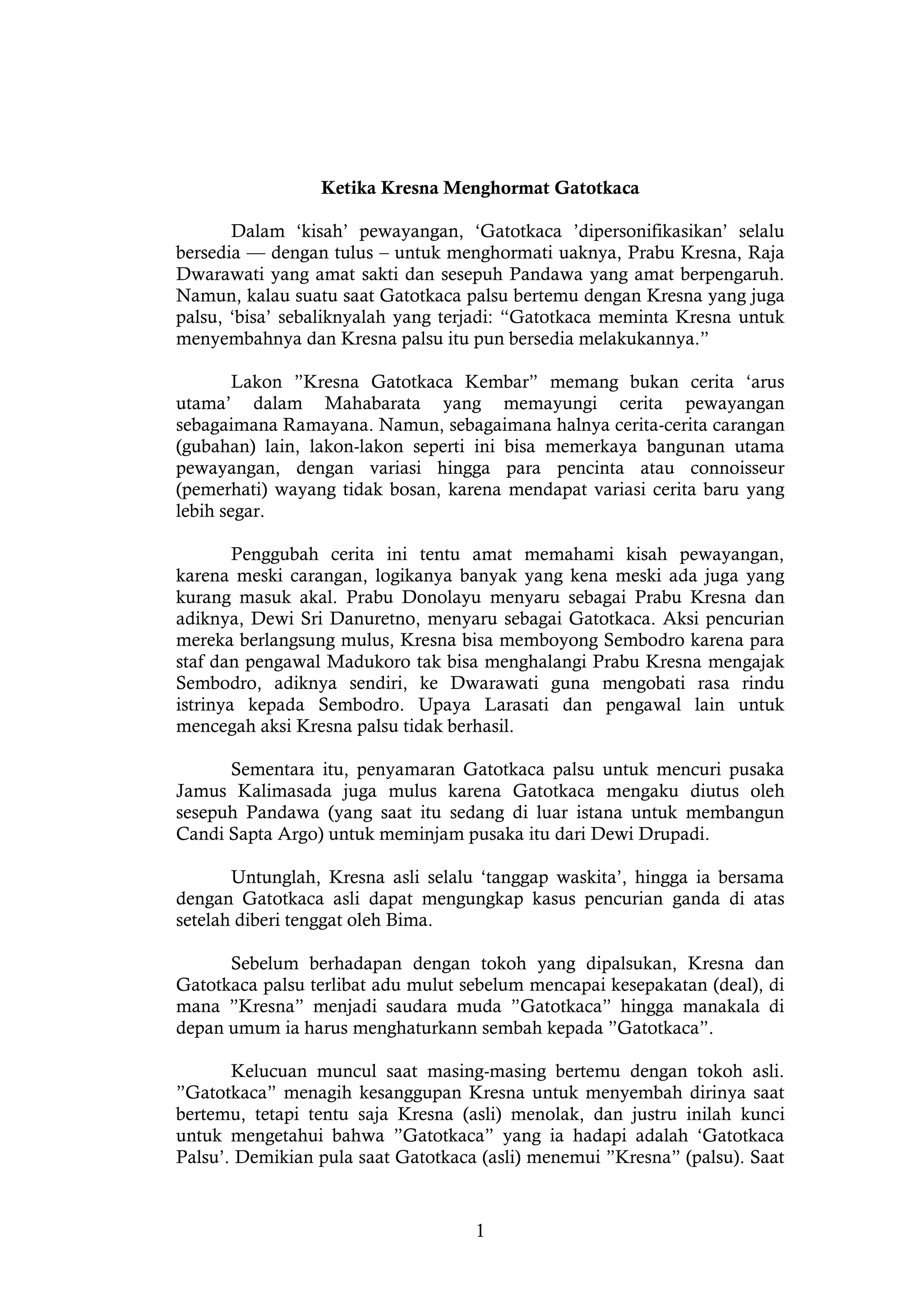 Ketika kresna menghormat gatotkaca | PDF