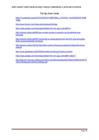Điều khiển thiết bị điện tử bằng Android thông qua Bluetooth, 9đ | DOCX