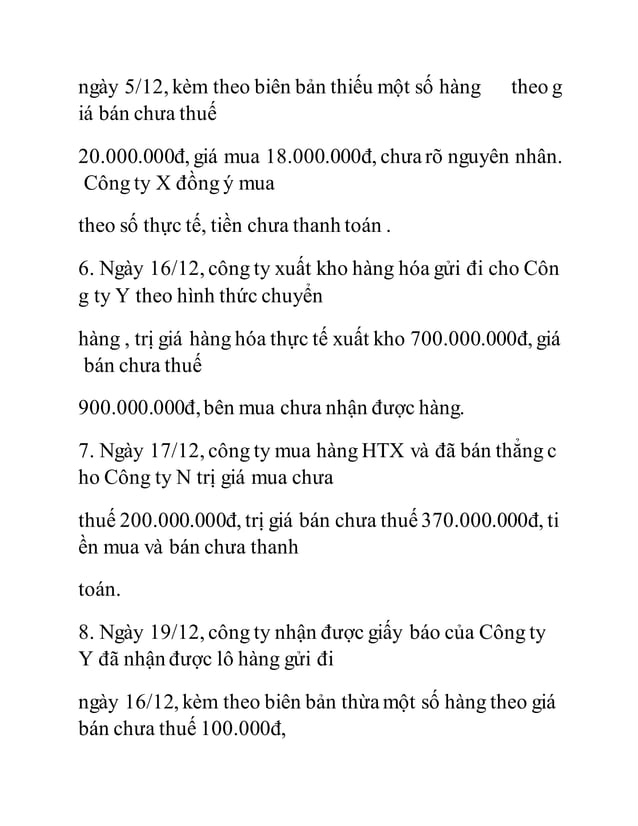 Bài tập định khoản : kế toán doanh thu, thu nhập khác, chi phí và xác định kết quả kinh doanh | DOCX