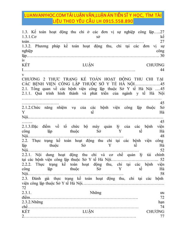 Ke toan hoat dong thu, chi tai cac benh vien cong lap thuoc so y te ha ...