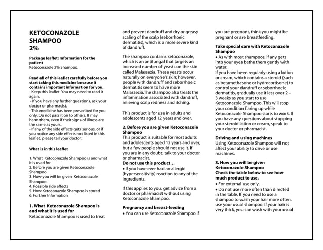 Ketoconazole 2% shampoo pil, taj pharmaceuticals. | PDF | Skin and ...