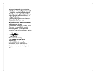 Ketoconazole 2% shampoo pil, taj pharmaceuticals. | PDF