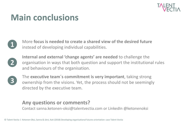 Developing organisational futures orientation: case Talent Vectia | PPT
