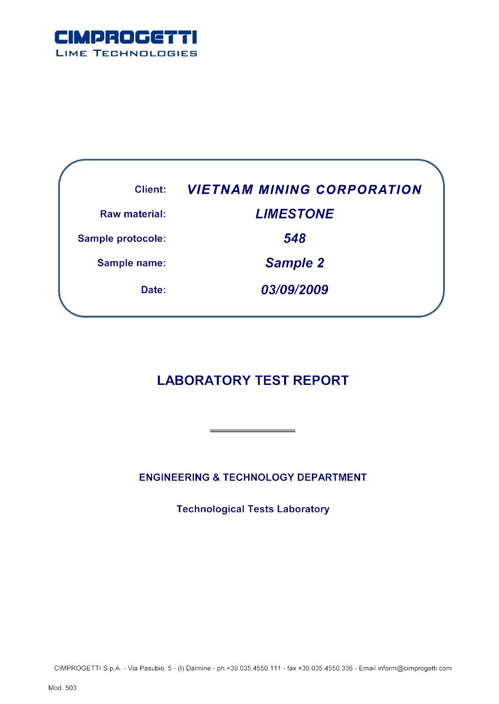 Laboratory Test Report