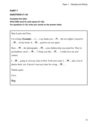 Ket reading and writing practice | PDF