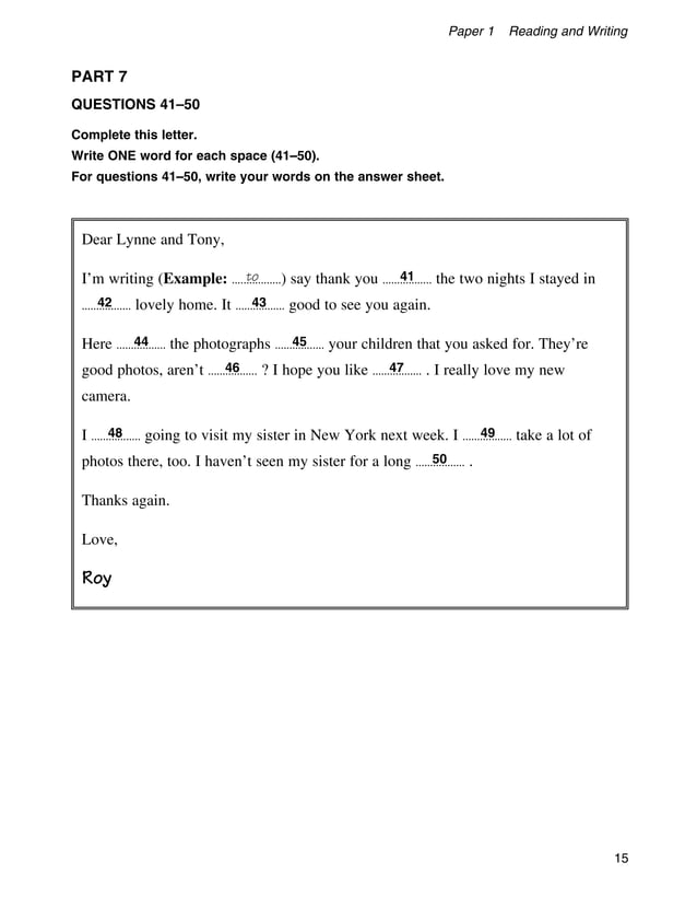 Ket reading and writing practice | PDF