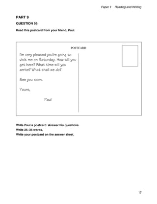 Ket reading and writing practice | PDF