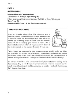 Ket reading and writing practice | PDF