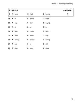 Ket reading and writing practice | PDF