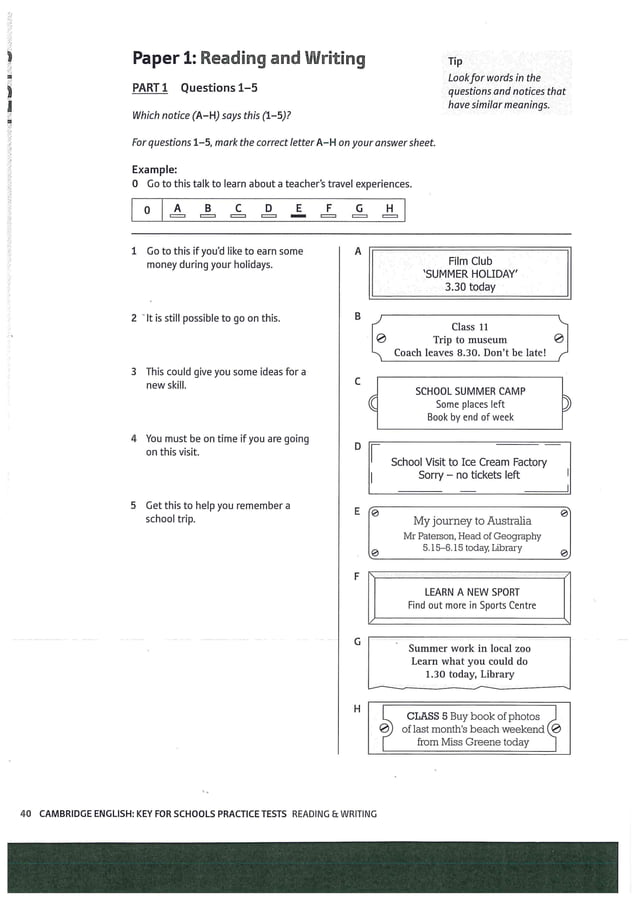 Ket readingwriting simulacro 1 | PDF