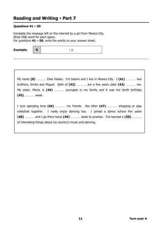 Key English test for Schools reading_writing_sample | PDF