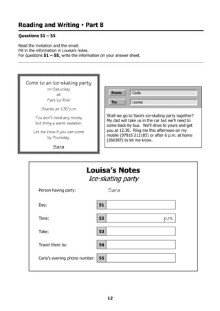 Key English test for Schools reading_writing_sample | PDF