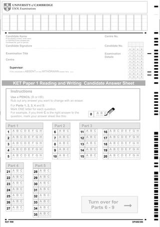 Key English test for Schools reading_writing_sample | PDF