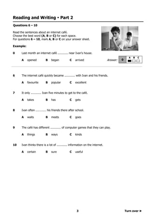 Key English test for Schools reading_writing_sample | PDF