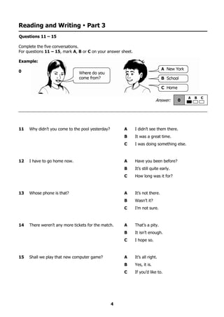 Ket schl reading_writing_sample | PDF