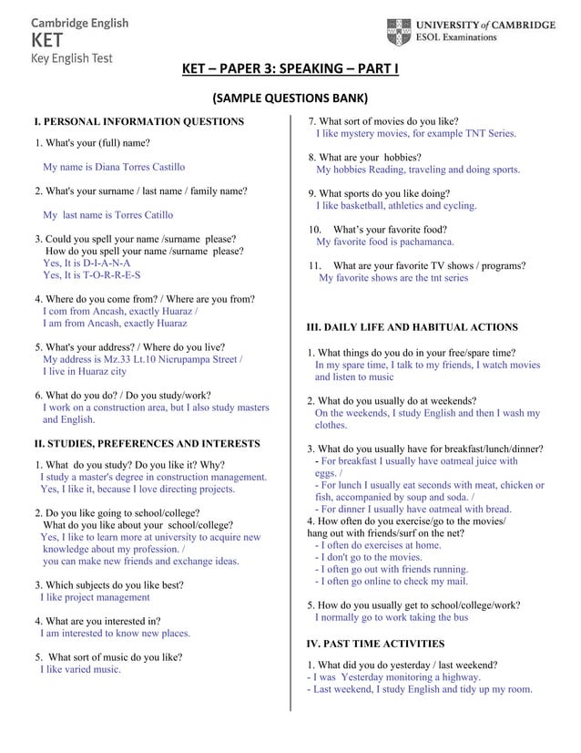 Ket speaking diana torrres castillo (2) | PDF