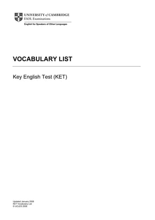 Ket vocablist | PDF