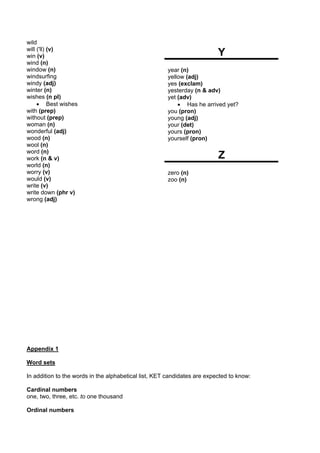 Ket vocablist | PDF