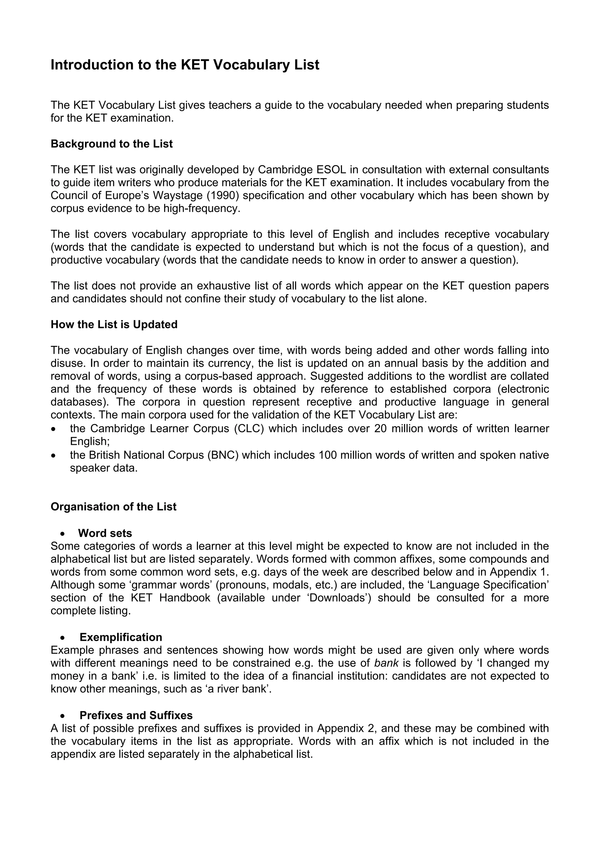 Ket Vocablist08 | PDF