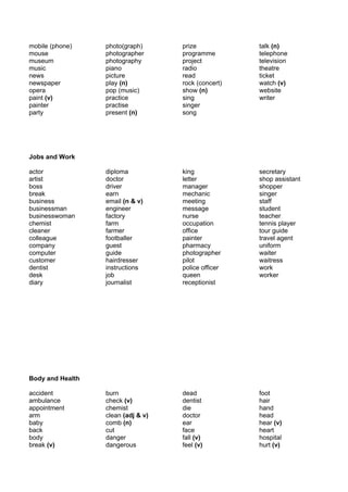 Ket Vocablist08 | PDF