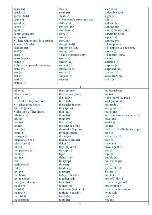 Ket vocabulary list | DOC