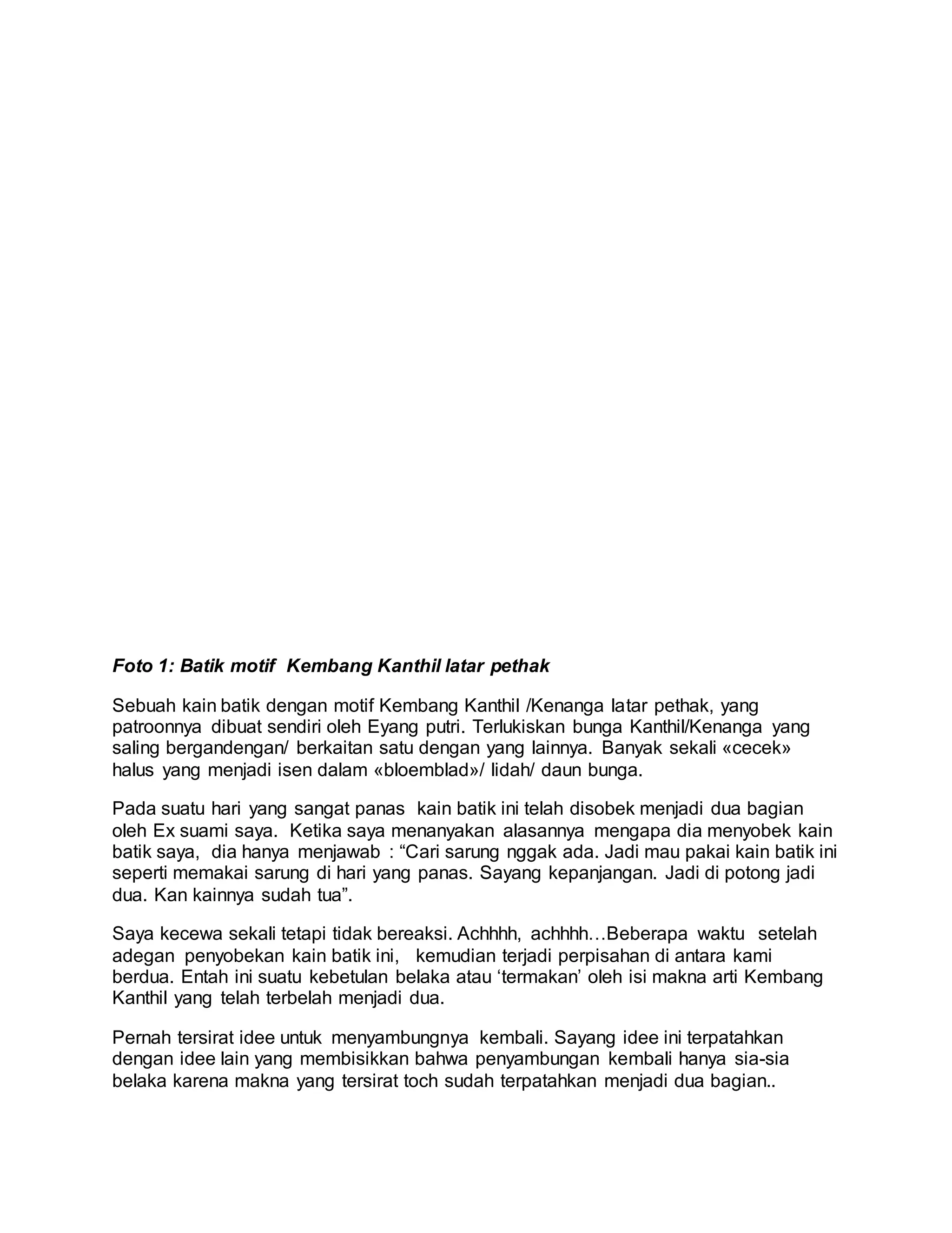 Keunikan makna filosofi batik klasik sidoluhur | DOCX