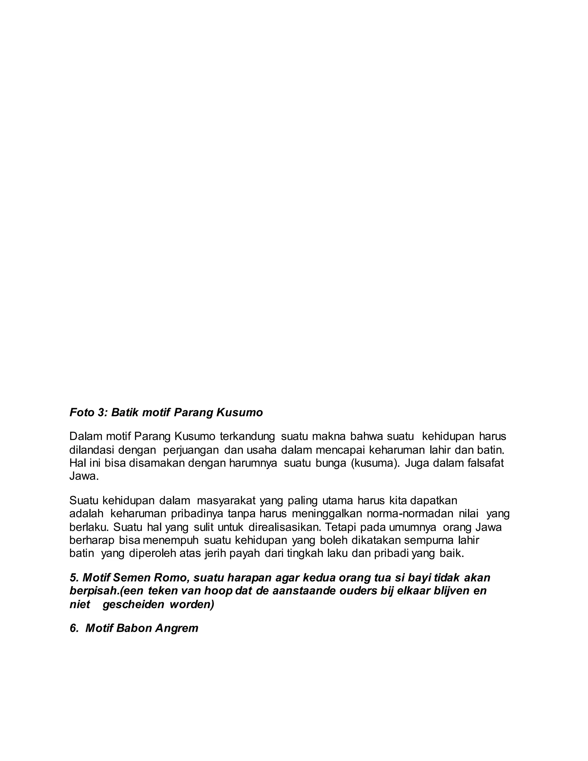 Keunikan makna filosofi batik klasik sidoluhur | DOCX