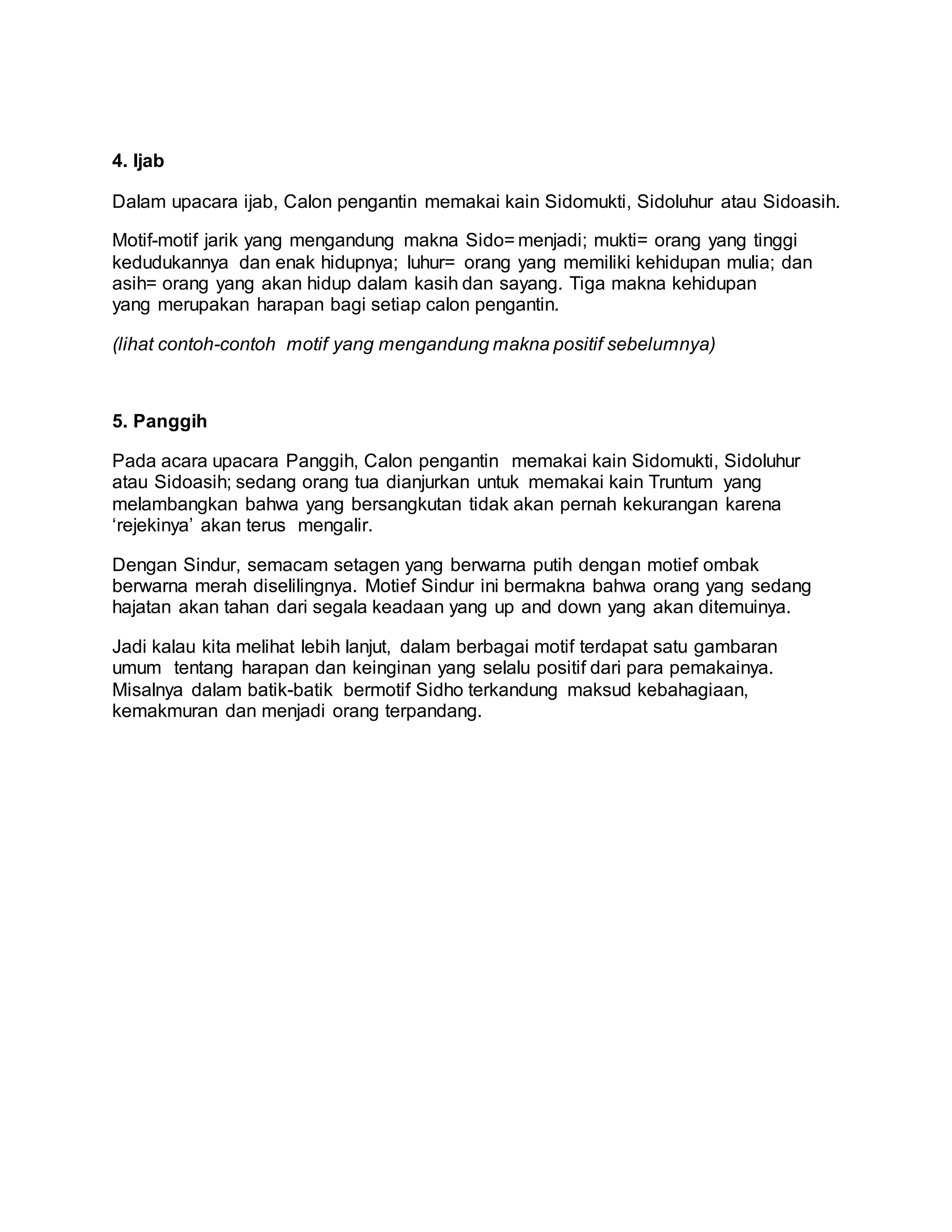 Keunikan makna filosofi batik klasik sidoluhur | DOCX