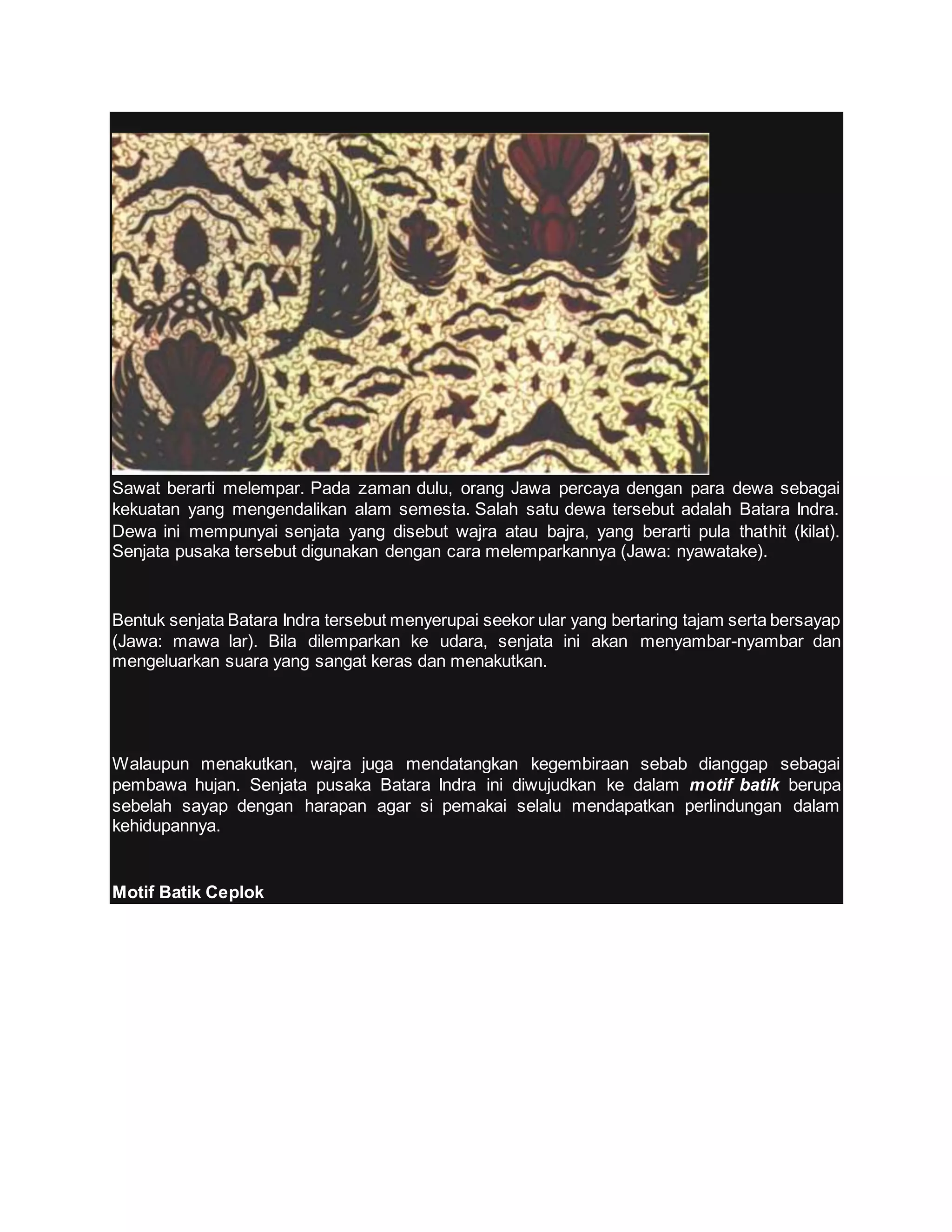 Keunikan makna filosofi batik klasik sidoluhur | DOCX