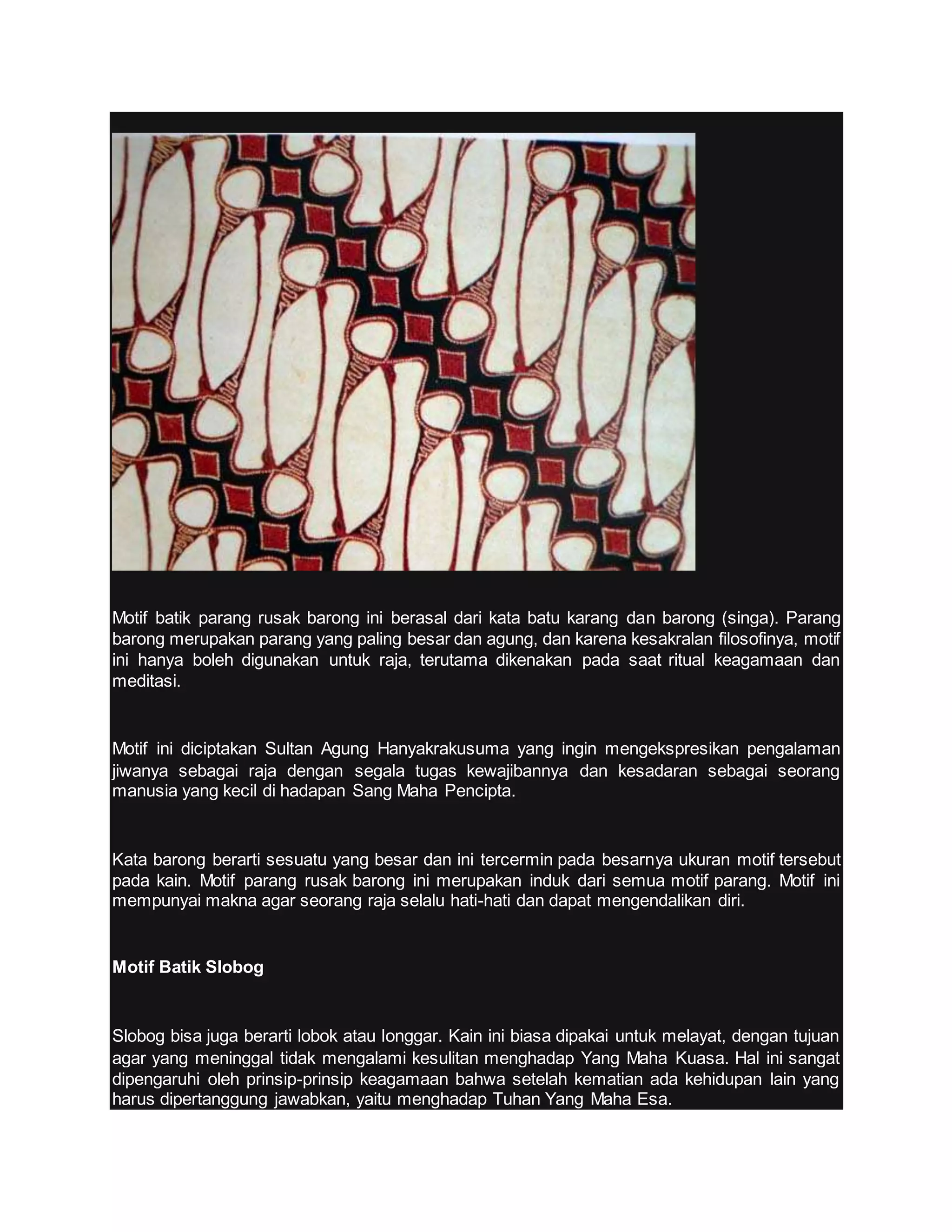 Keunikan makna filosofi batik klasik sidoluhur | DOCX