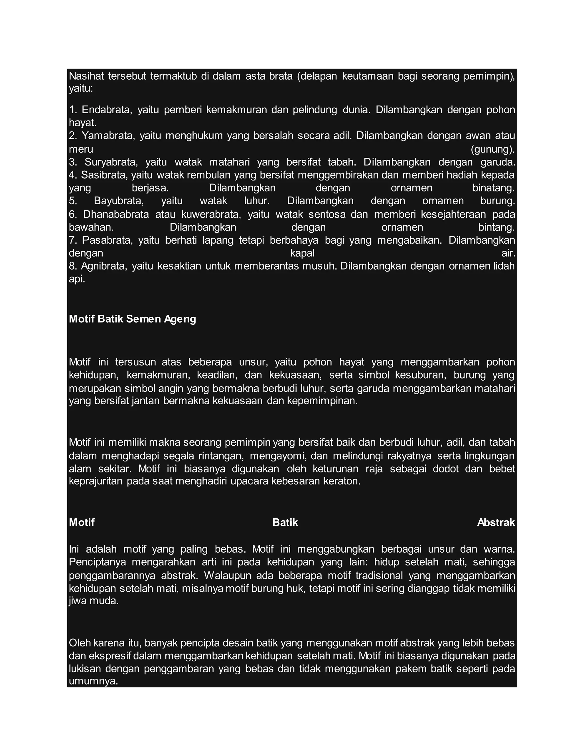 Keunikan makna filosofi batik klasik sidoluhur | DOCX