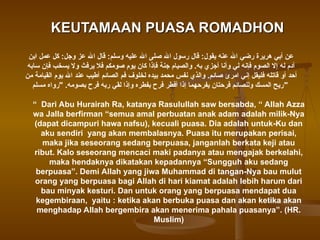 Keutamaan Ramadhan sebagai pelajaran bag | PPT