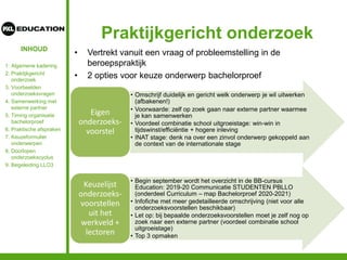 Keuze bachelorproef 2020 2021 | PPTX | Undergraduate Education | College Education