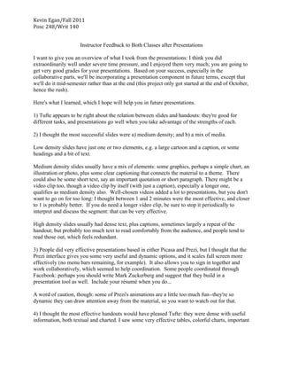 Kevin Egan: Handout on Student Multimedia Presentations | PDF