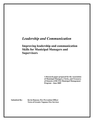 Kevin duncan leadership and communication | PDF