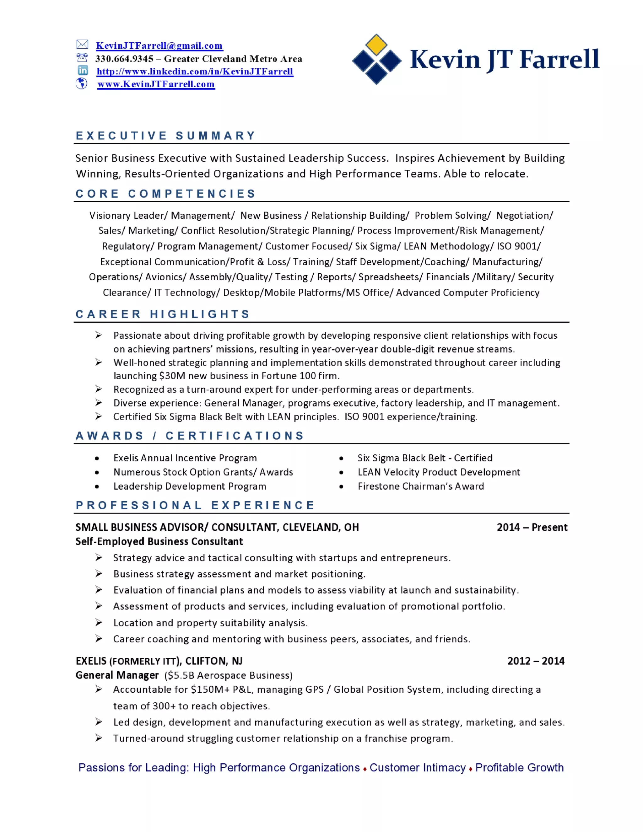 Kevin Farrell Resume ATS Comp - 160504 | PDF