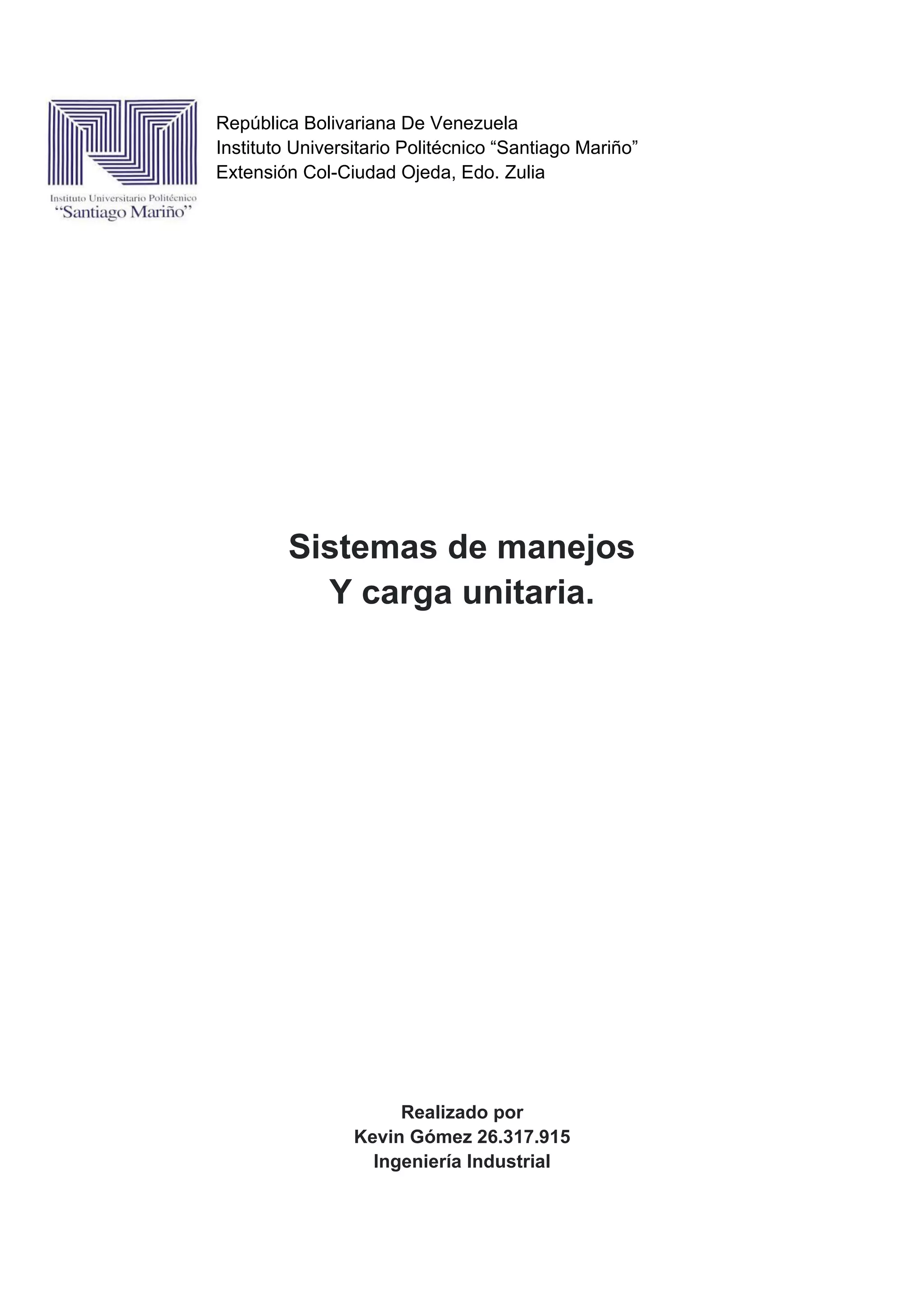 sistemas de manejos y carga unitaria | PDF