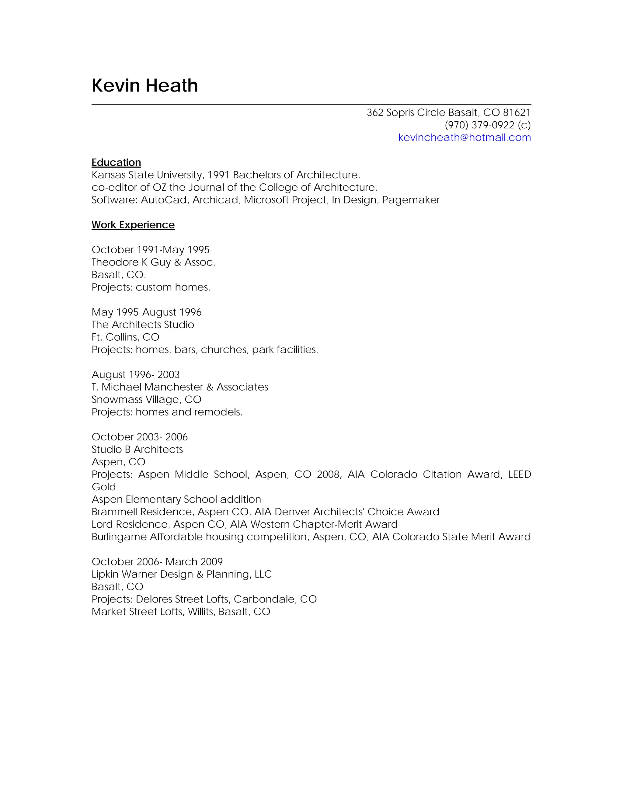 Kevin Heath Resume Portfolio | PDF
