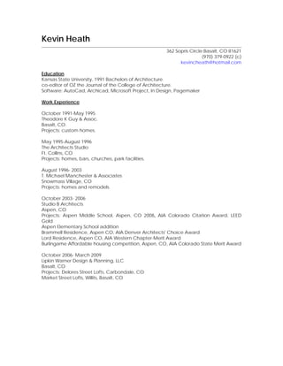 Kevin Heath Resume Portfolio | PDF